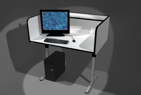 library computer desk 3d model