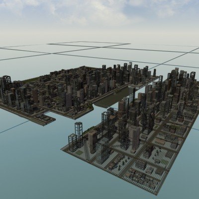 3d city environment skyscrapers buildings model