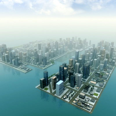 3d city environment skyscrapers buildings model