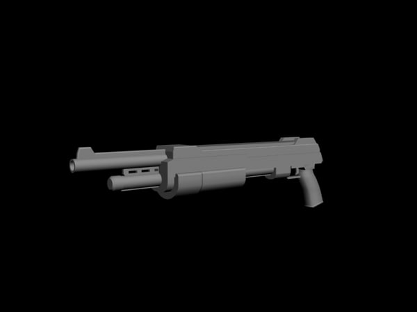 low-poly shotgun 3d model