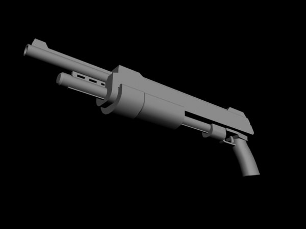 low-poly shotgun 3d model