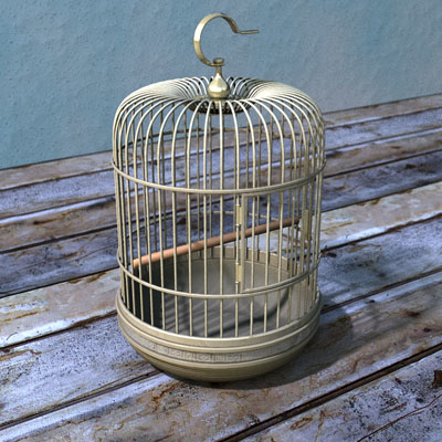 bronze bird cage birdcage 3d lwo