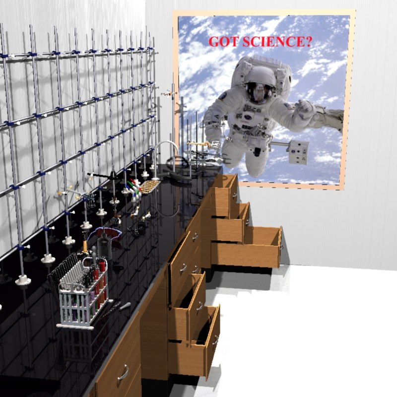 3d scientific science bench props model