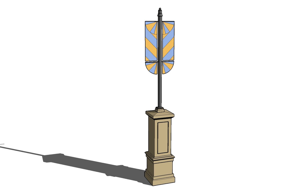 modelo 3d Pedestal de hormigón con Banners.skp - TurboSquid 314838