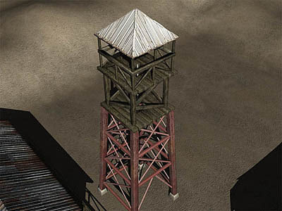 military compound barracks guard tower 3d 3ds