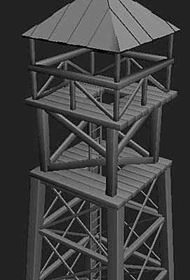 military compound barracks guard tower 3d 3ds