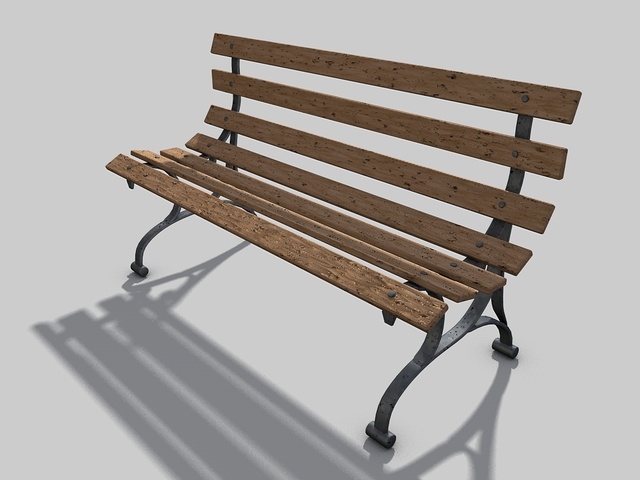 3d park bench model
