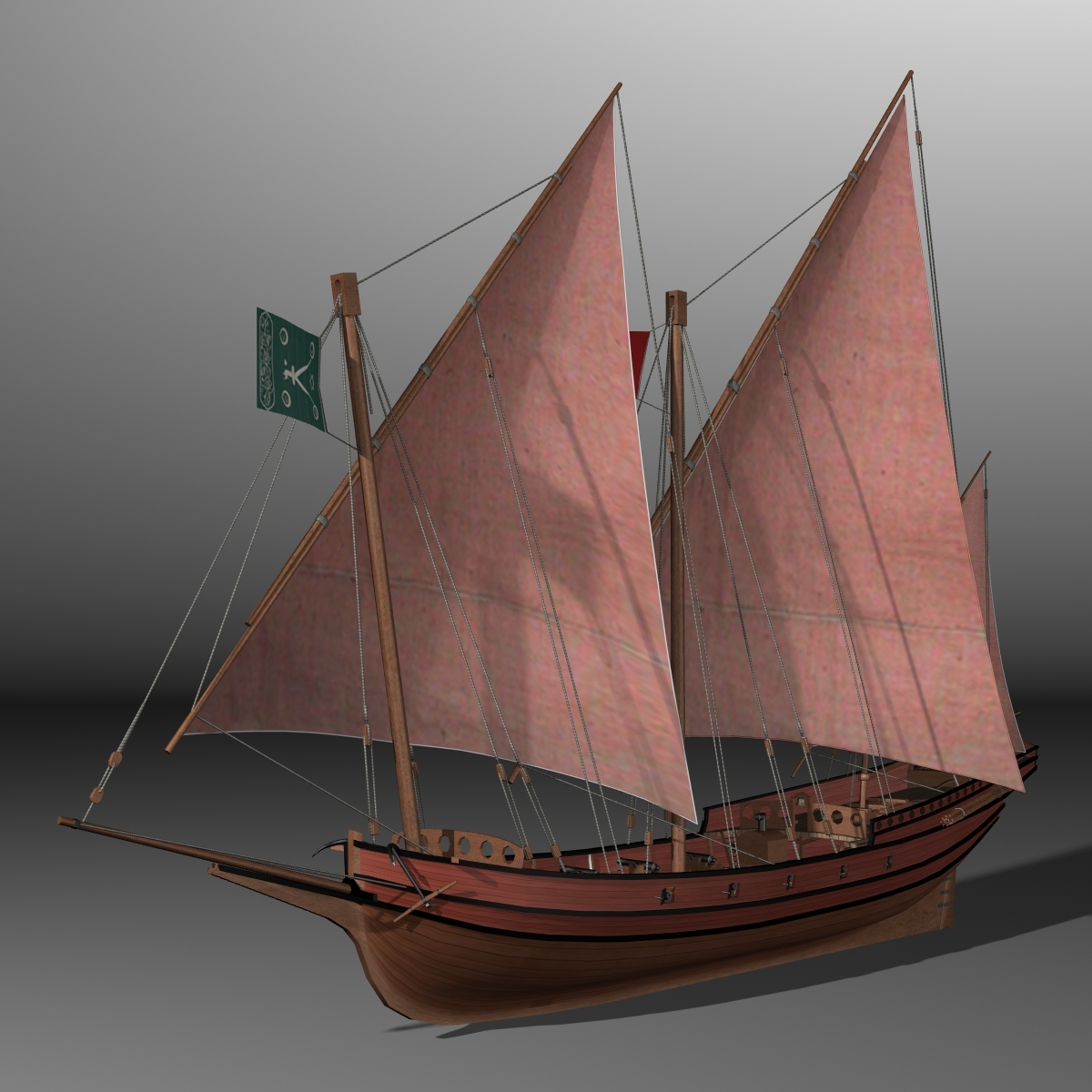 xebec pirate ship 3d model