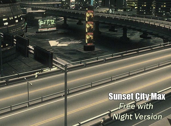 realistic night city modern 3d model