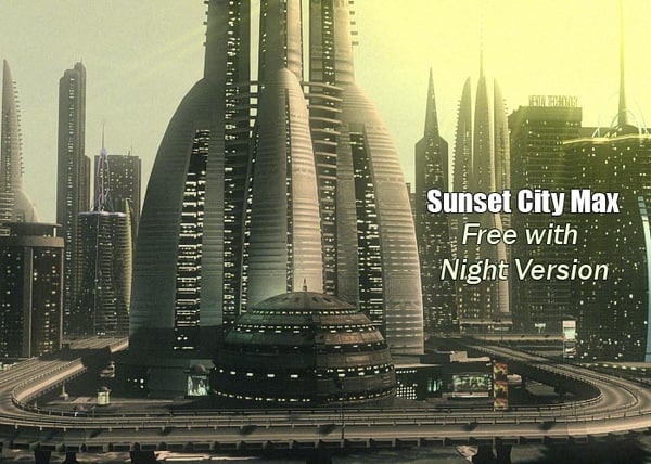 realistic night city modern 3d model