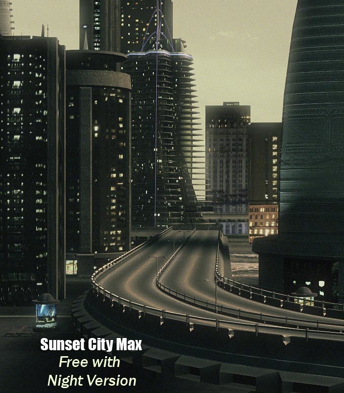 realistic night city modern 3d model