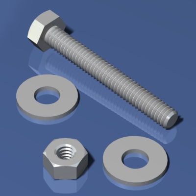 free bolt assembly nut 3d model