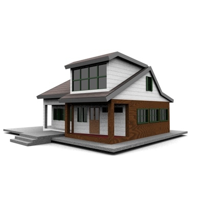 3d american neighborhood house model