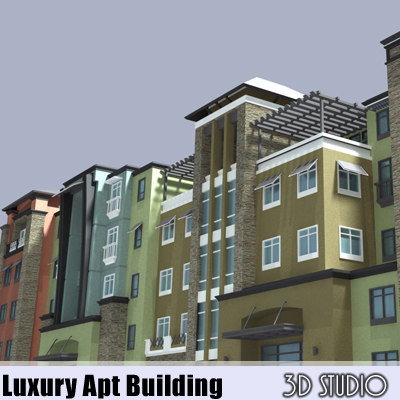 5 story luxury apartment building 3d model