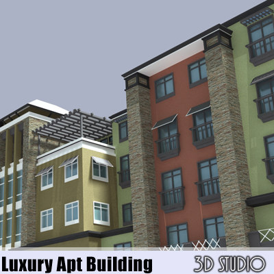 5 story luxury apartment building 3d model