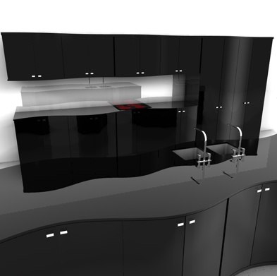 black kitchenset kitchen 3d dxf