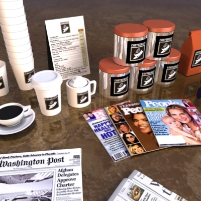 3d model coffee shop clutter
