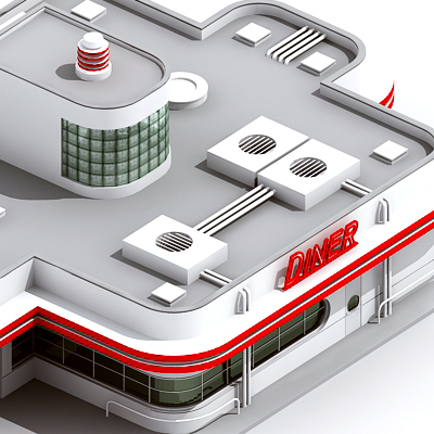 american diner 3d model