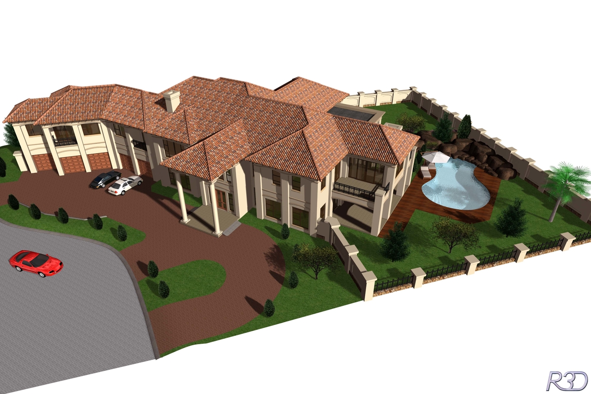 3d golf estate house modern