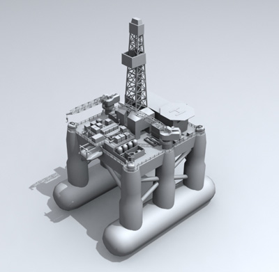 semi oil rig 3d model