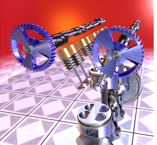 inline 4 engines 3d model