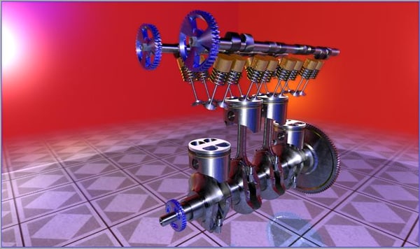 inline 4 engines 3d model