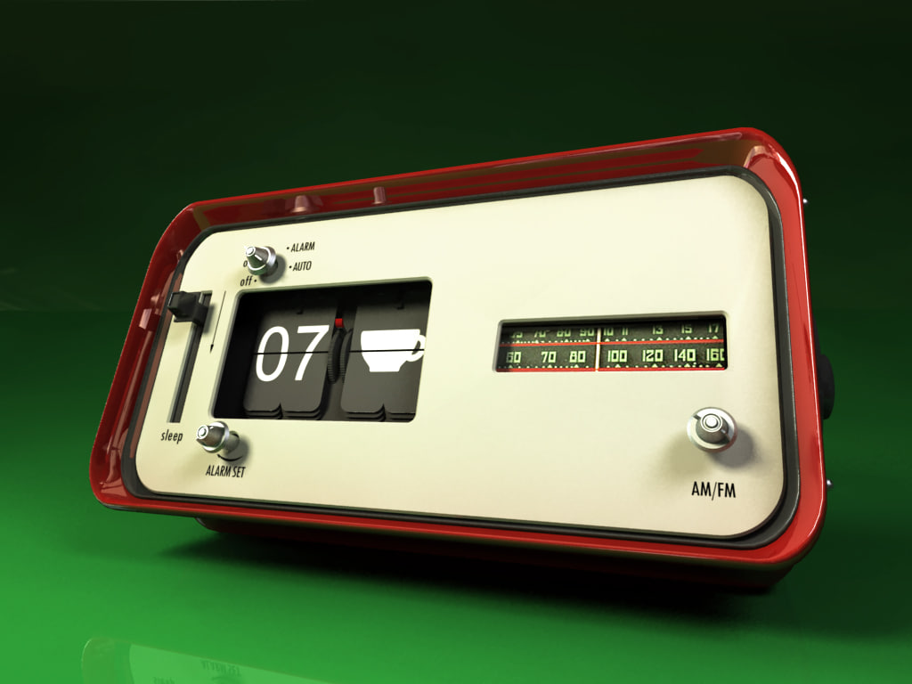 3d model flip clock radio cklock