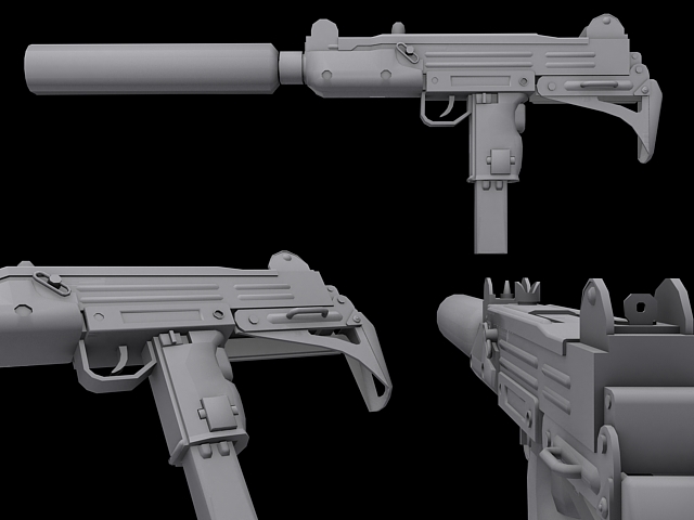 automatic 9mm uzi gun 3d model