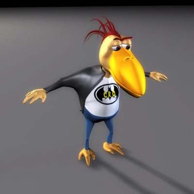 3ds max cartoon crow cro posed