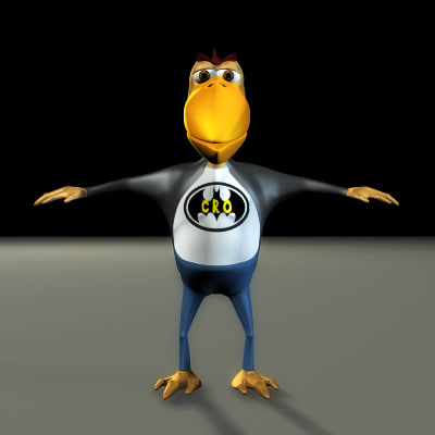3ds max cartoon crow cro posed