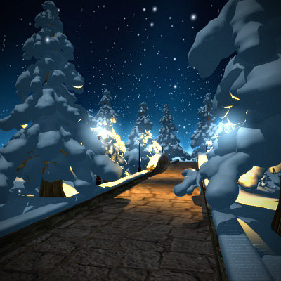 3d winter snow covered