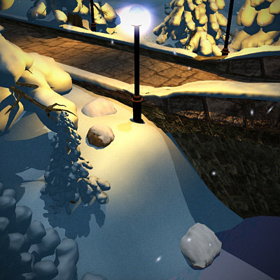 3d winter snow covered