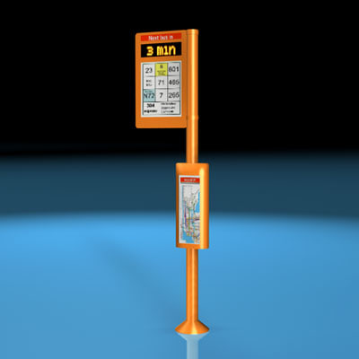 3d bus stop pole model