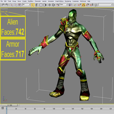 free alien normal mapped 3d model