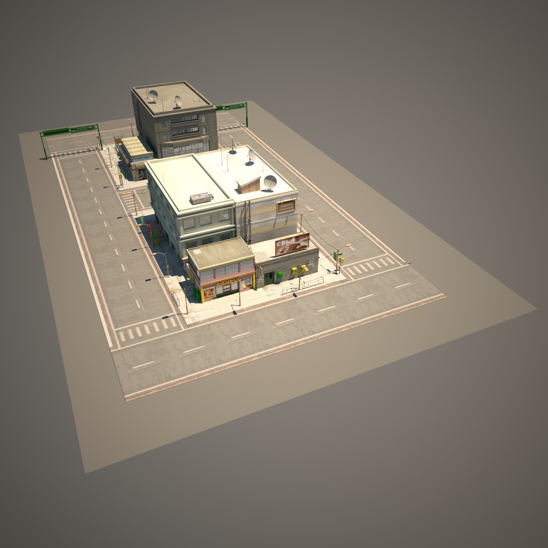 3d model buildings town scene city