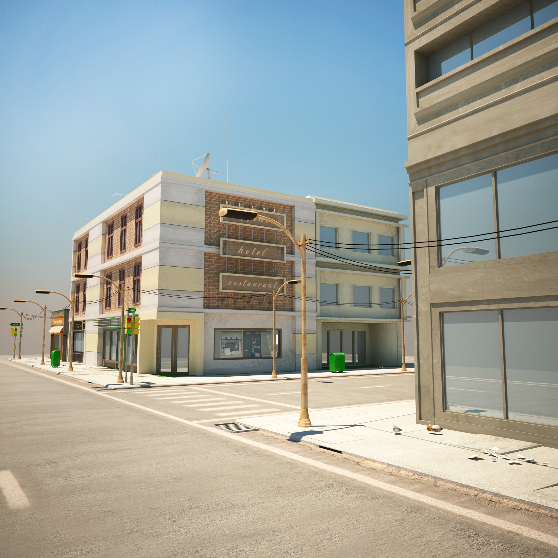 3d model buildings town scene city