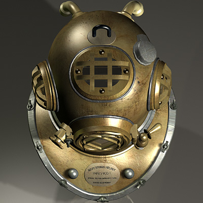 mark v diver helmet 3d obj