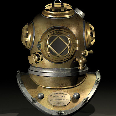mark v diver helmet 3d obj