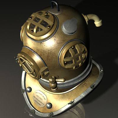 mark v diver helmet 3d obj