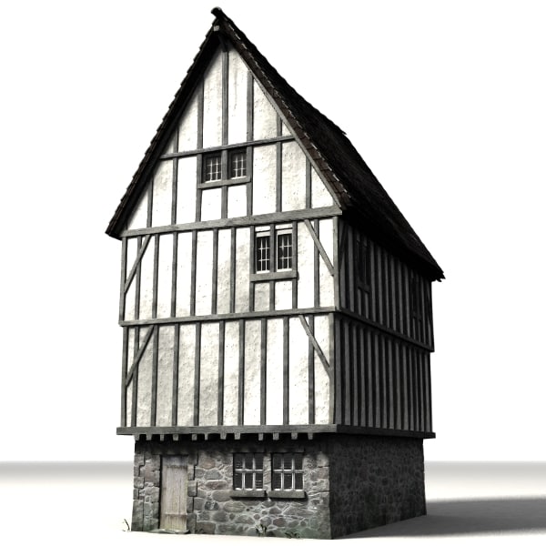 3d medieval townbuilding model