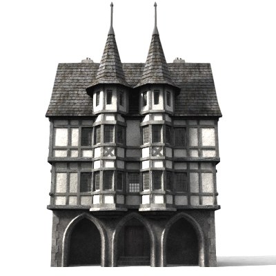 3d medieval townbuilding model