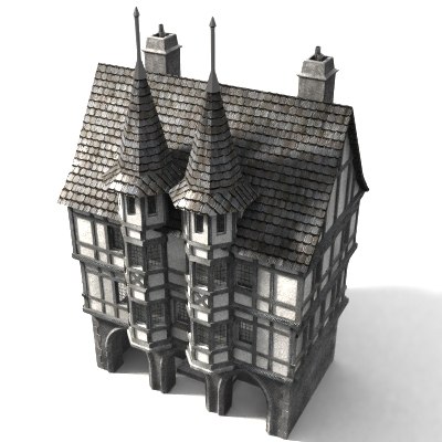 3d medieval townbuilding model