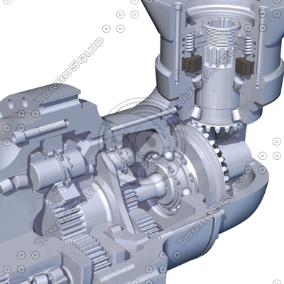 cutaway gearbox gears 3d model