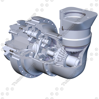 cutaway gearbox gears 3d model