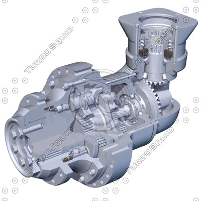 cutaway gearbox gears 3d model