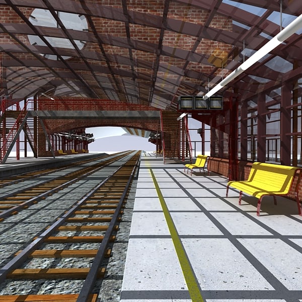 3d train station model