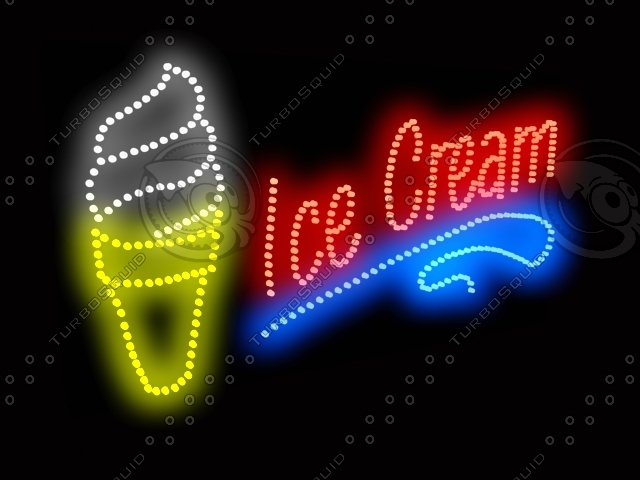 3d model glass led cream sign