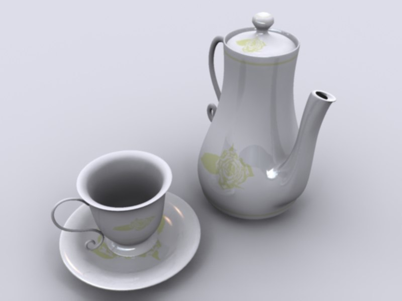 free tea set 3d model