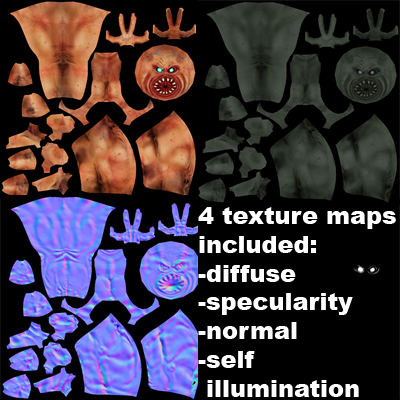 3d ready monster character gimp model