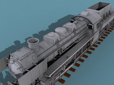 baureiche locomotive br-52 engine 3d model